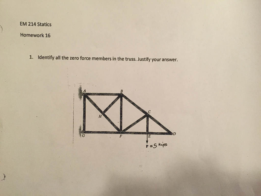 Solved EM 214 Statics Homework 16 1. Identify all the zero | Chegg.com