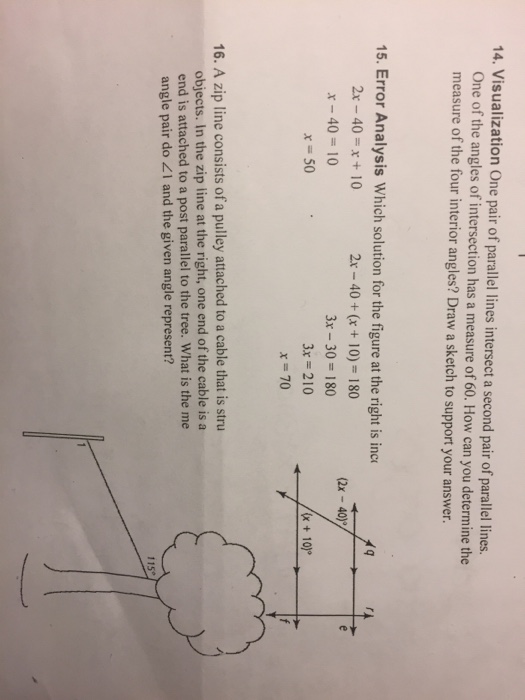 Solved Visualization One pair of parallel lines intersect a | Chegg.com