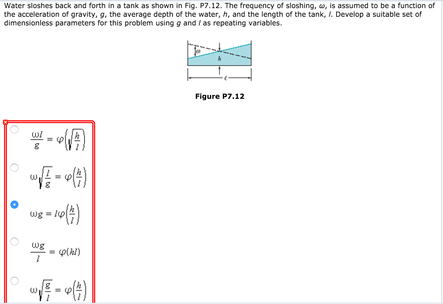 Solved Water sloshes back and forth in a tank as shown in | Chegg.com