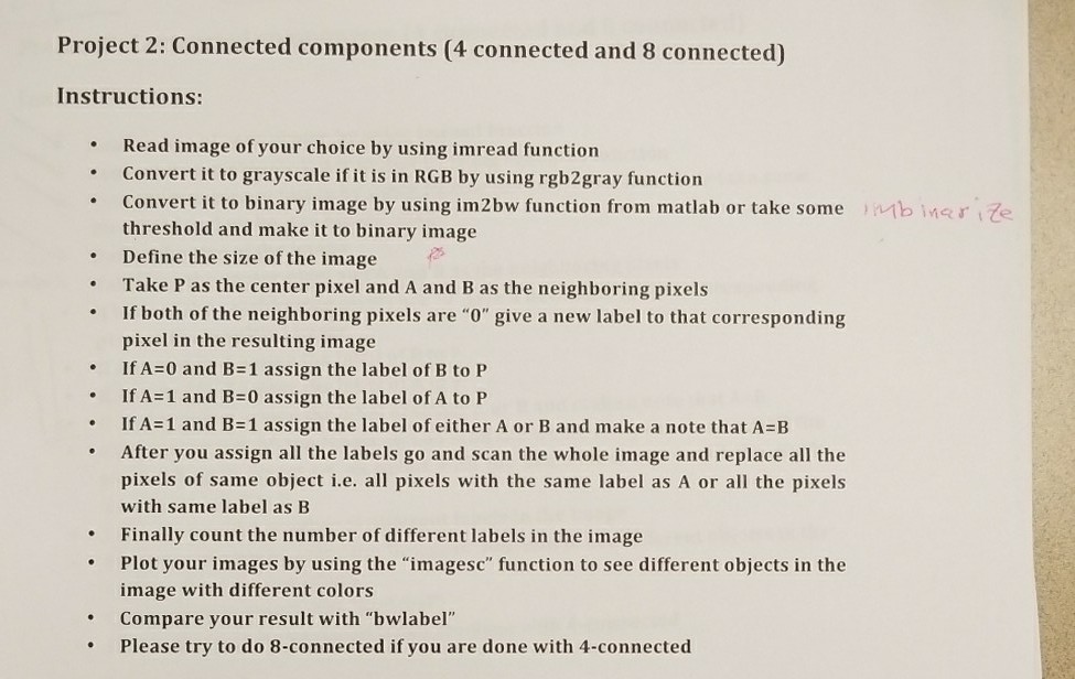 Solved Project 2: Connected components (4 connected and 8 | Chegg.com