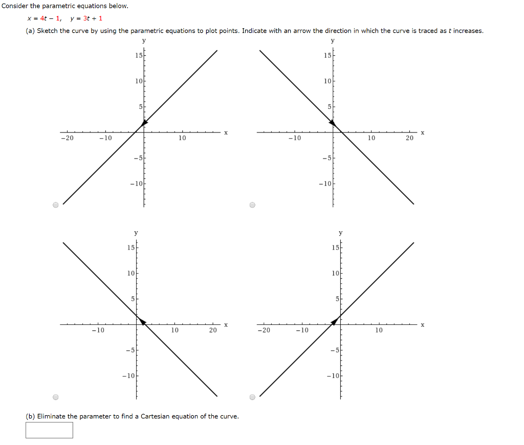 Solved Consider The Parametric Equations Below X 4t 1