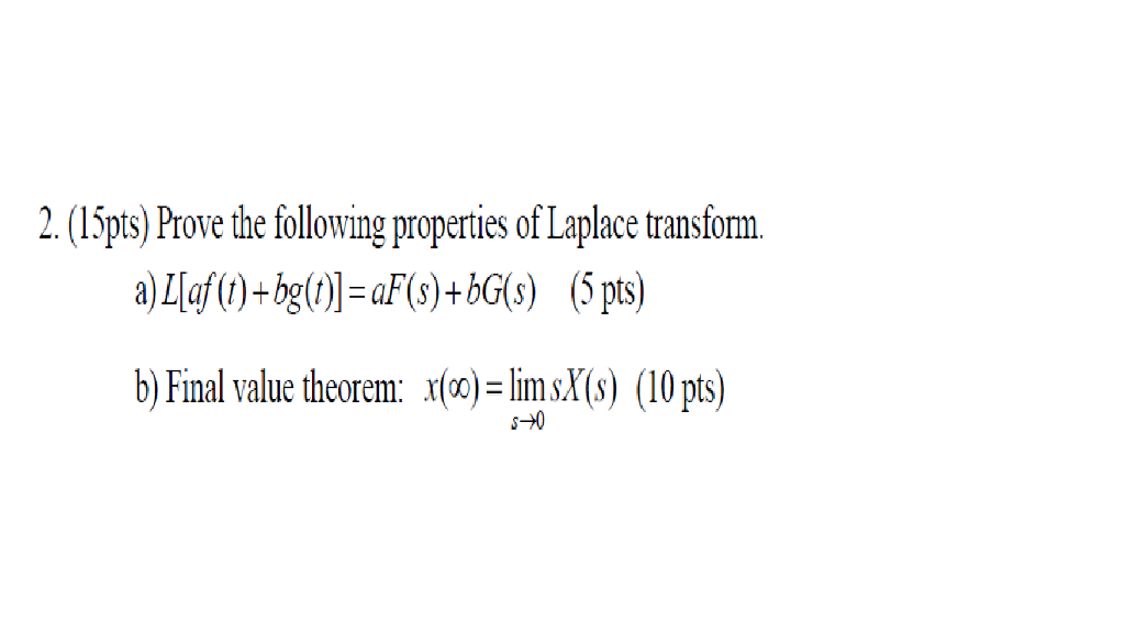 Solved Prove the following properties of Laplace transform. | Chegg.com