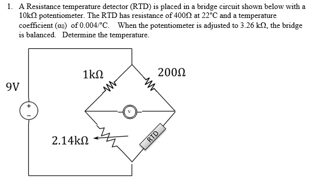 Solved A Resistance temperature detector (RTD) is placed in | Chegg.com