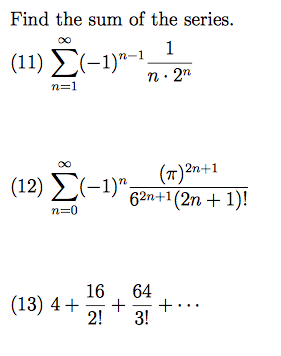 Solved Find the sum of the series. | Chegg.com