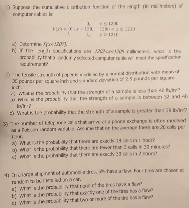 Solved Suppose the cumulative distribution function of the | Chegg.com