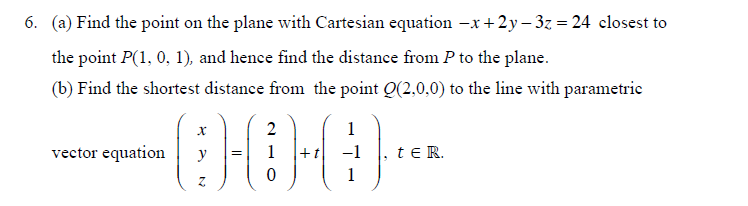 Solved Find the point on the plane with Cartesian equation | Chegg.com