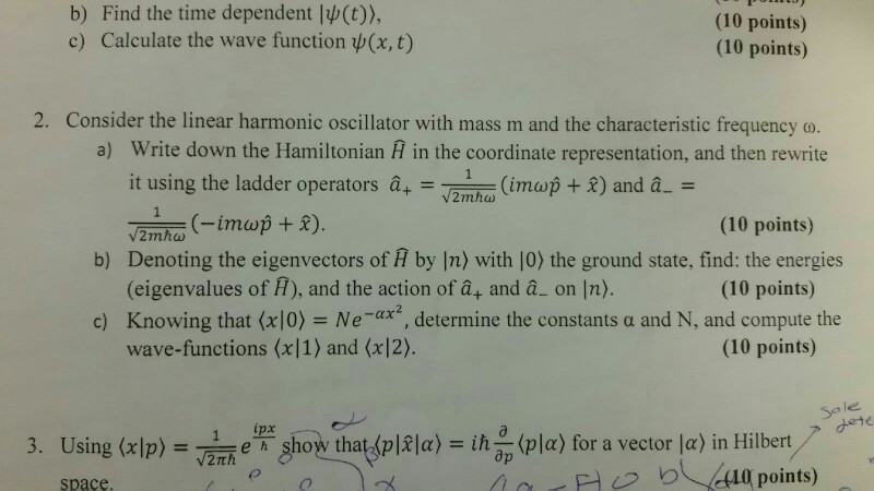Solved b) c) Find the time dependent |ψ(t), Calculate the | Chegg.com