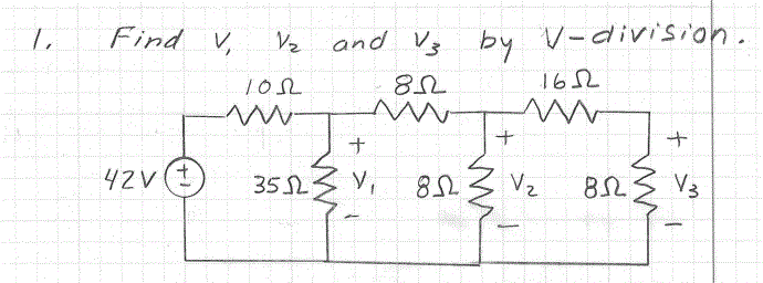 Solved Find V_1, V_2 and V_3 by V-division. | Chegg.com