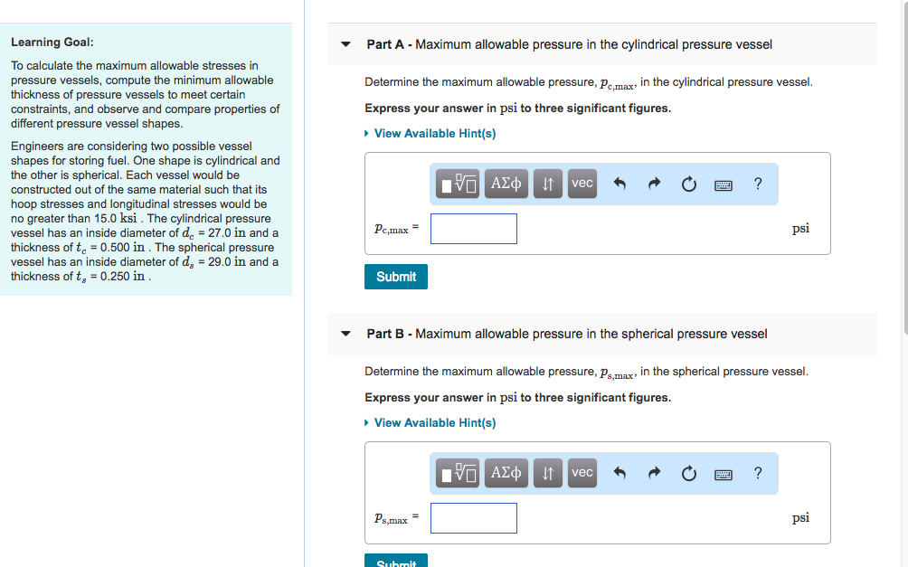 Solved Learning Goal To calculate the maximum allowable | Chegg.com