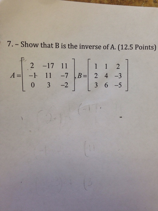 Solved Show that B is the inverse of A. | Chegg.com