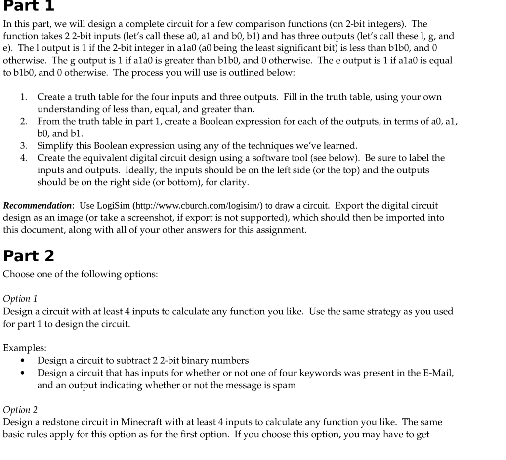Solved Part 1 In this part, we will design a complete | Chegg.com