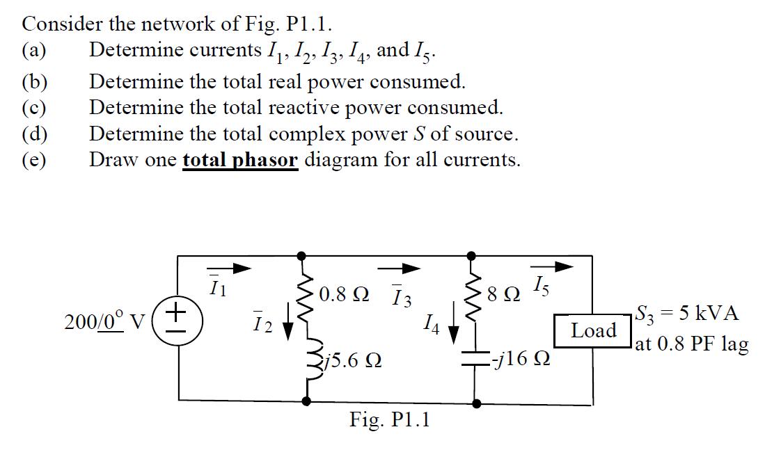 Solved Determine currents, real power, reactive power, | Chegg.com