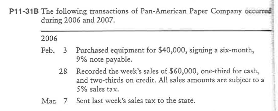 Solved P11-31B The following transactions of Pan-American | Chegg.com