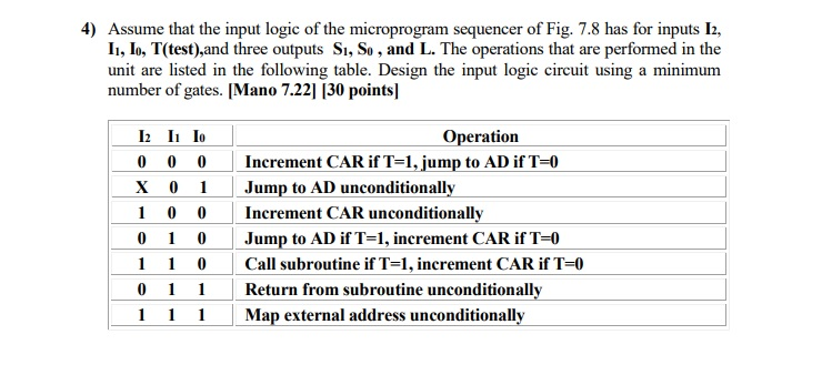 Solved 4 Assume That The Input Logic Of The Microprogram 