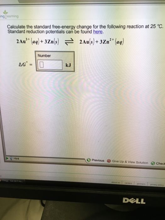 Solved: Calculate The Standard Free-energy Change For The ... | Chegg.com