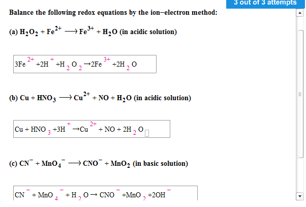 Solved Balance the following redox equations by the | Chegg.com