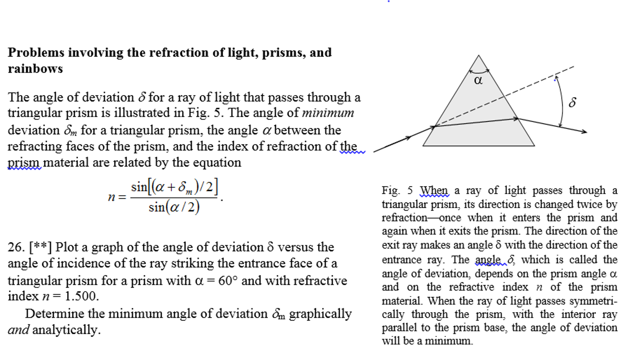 Solved Problems involving the refraction of light, prisms, | Chegg.com