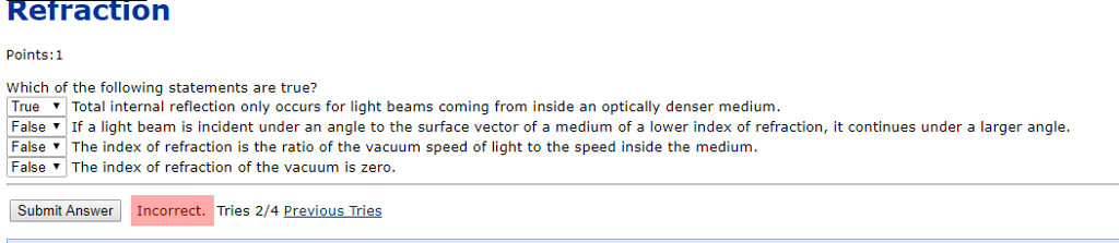 Solved Refraction Points: 1 Which of the following | Chegg.com