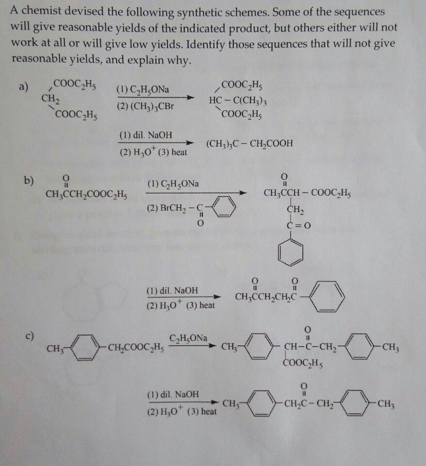 Solved A chemist devised the following synthetic schemes. | Chegg.com