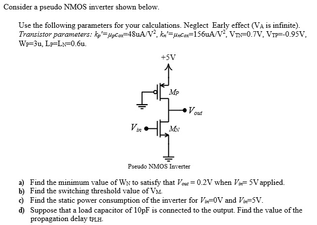 Solved Consider a pseudo NMOS inverter shown below. Use the | Chegg.com