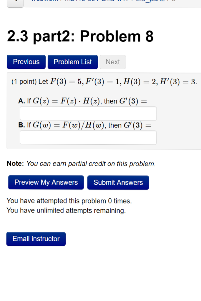 Solved Let F (3) = 5, F' (3) = 1, H (3) = 2, H' (3) = 3. A. | Chegg.com