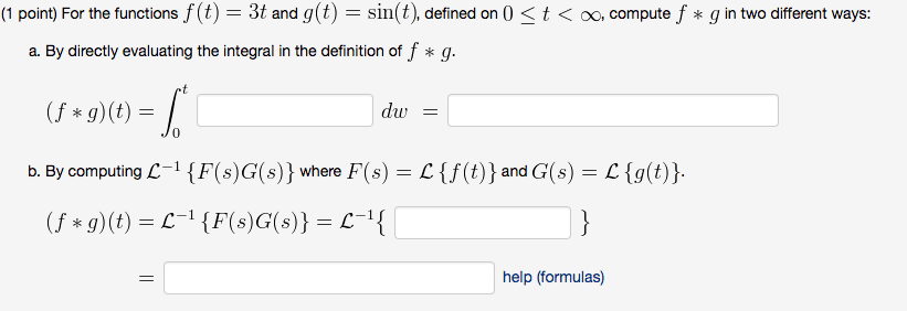 Solved For the functions f(t) = 3t and g(t) = sin(t), | Chegg.com