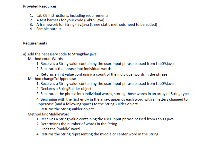 Solved Provided Resources 1. 2. 3. 4. Lab 09 Instructions, | Chegg.com