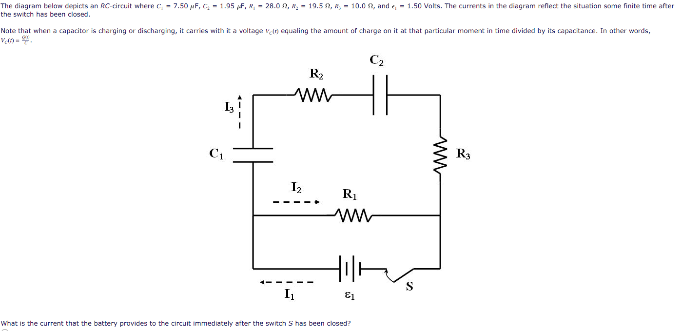 Solved The diagram below depicts an RC -circuit where C1 = | Chegg.com