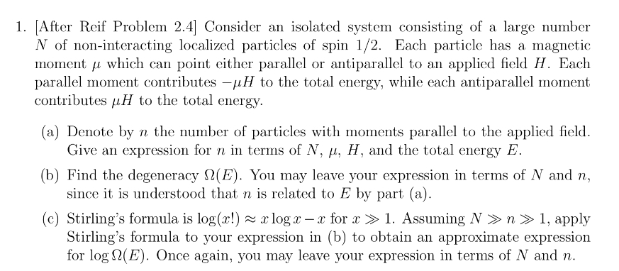 Solved of a large number N of non-interacting localized | Chegg.com
