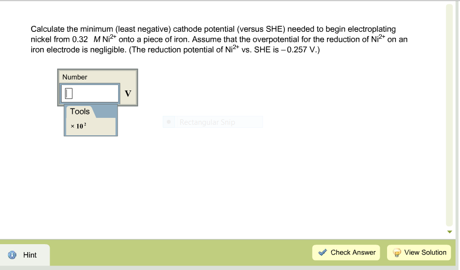 Solved Calculate the minimum (least negative) cathode | Chegg.com