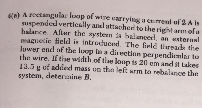 Solved 4(a) A rectangular loop of wire Carrying a current of | Chegg.com
