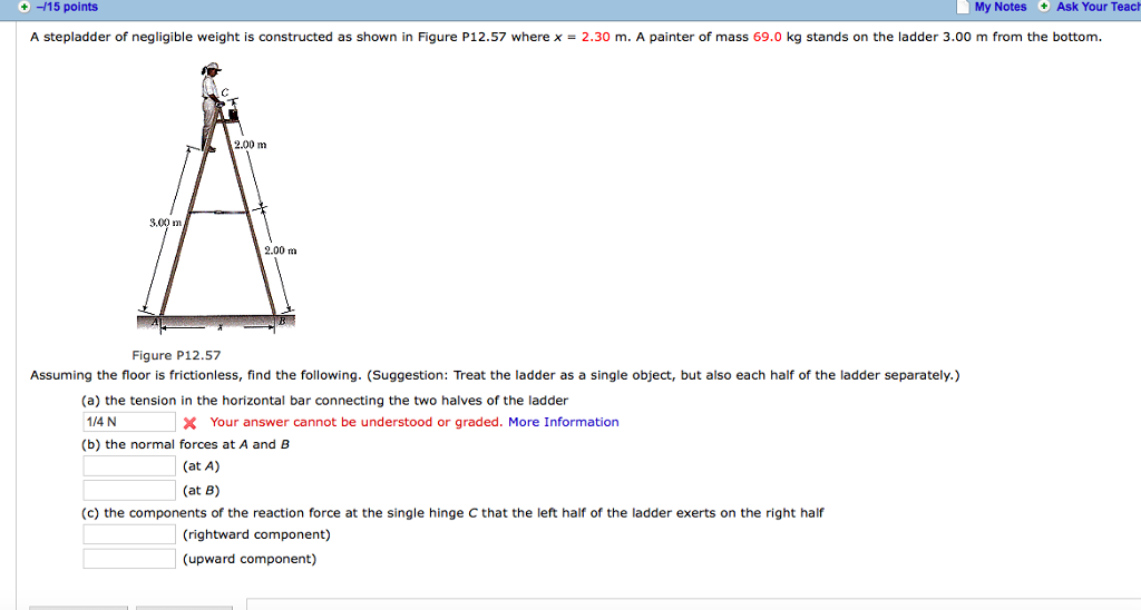 Solved -15 points My Notes Ask Your Teach A stepladder of | Chegg.com Solved -15 points My Notes Ask Your Teach A stepladder of | Chegg.com