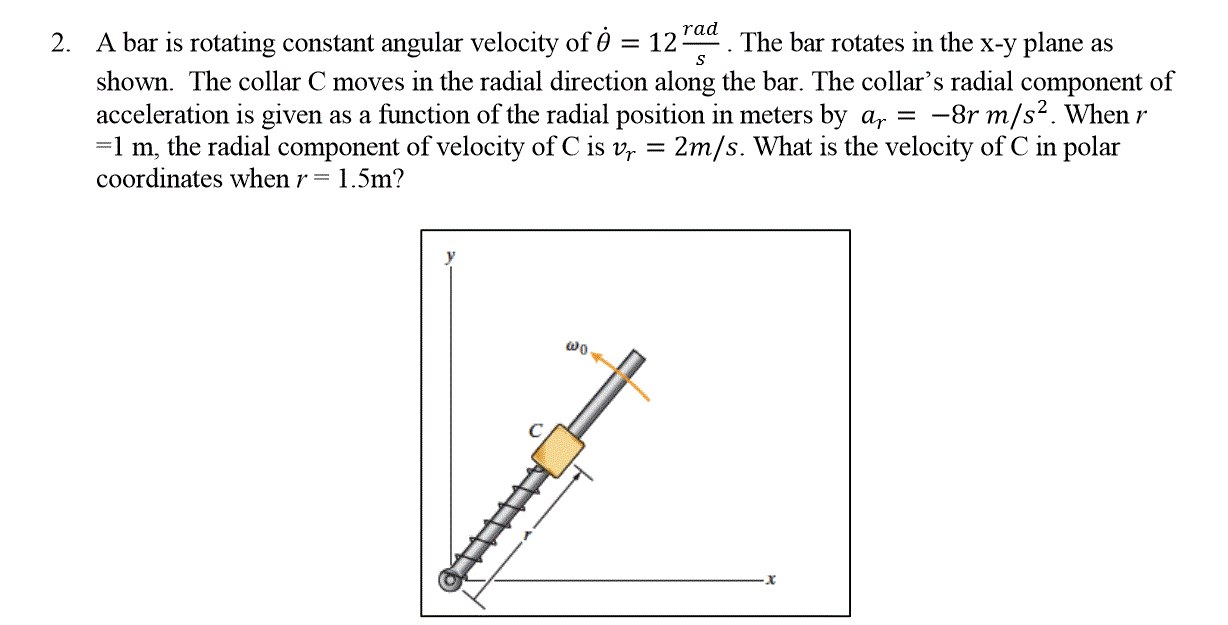 2. A bar is rotating constant angular velocity of | Chegg.com