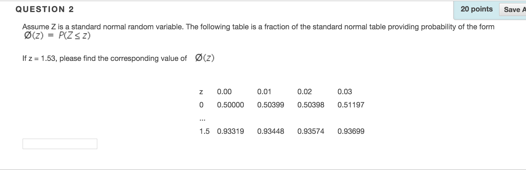 Solved Assume Z is a standard normal random variable. The | Chegg.com