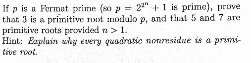 If p is a Fermat prime (so p 22 1 is prime), prove | Chegg.com