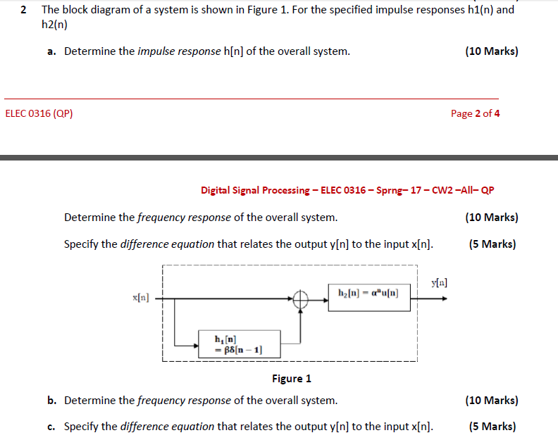Solved The block diagram of a system is shown in Figure 1. | Chegg.com