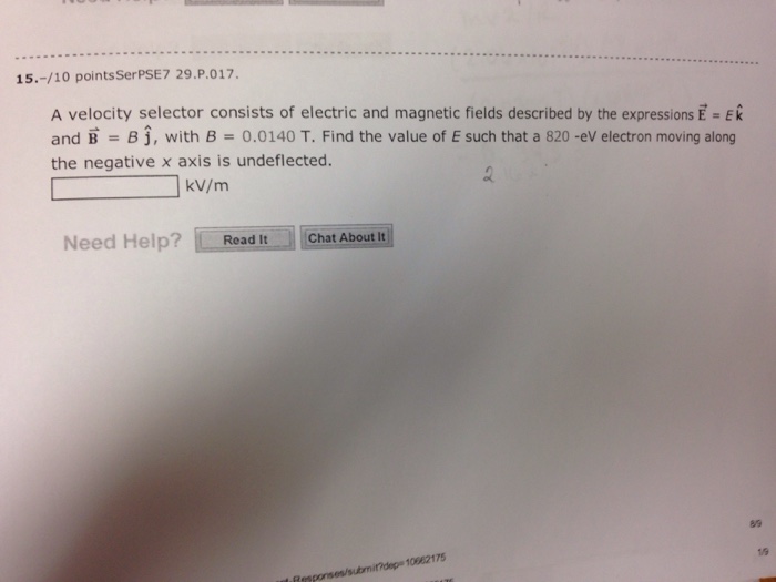 Solved A velocity selector consists of electric and magnetic | Chegg.com