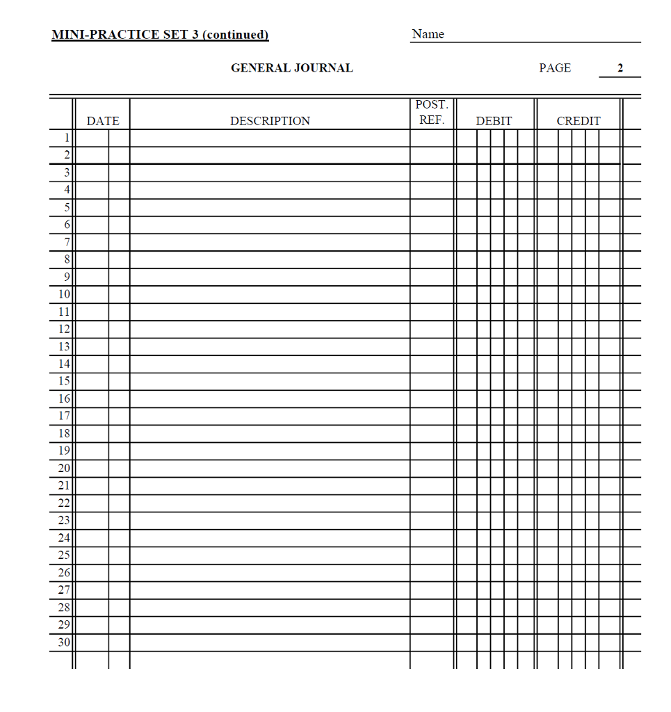 Mini-Practice Set 3 Corporation Accounting Cycle The | Chegg.com