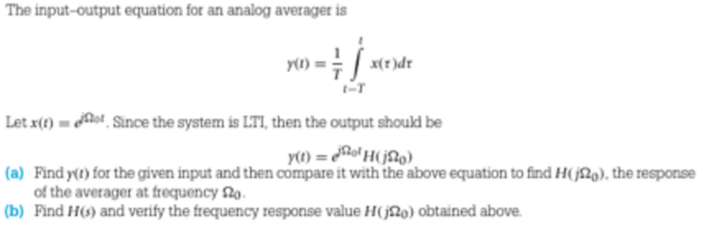 Solved The Input Output Equation For An Analog Average Is 7368