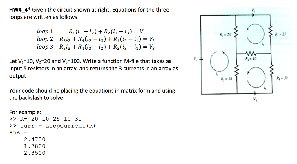 Solved HW4 4* Given the circuit shown at right. Equations | Chegg.com