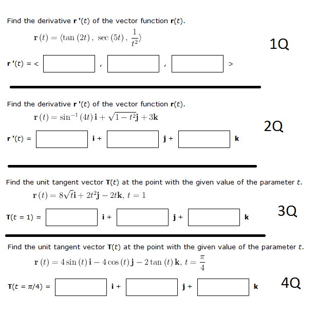 Solved Find The Derivative R T Of The Vector Function