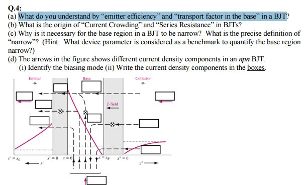 Solved What do you understand by "emitter efficiency" and | Chegg.com