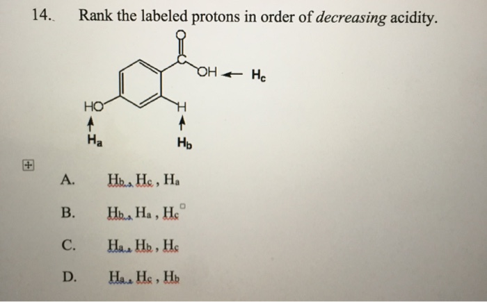 Solved Rank the labeled protons in order of decreasing | Chegg.com
