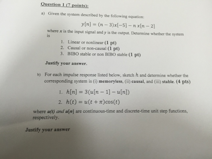 Solved Given The System Described By The Following Equation 