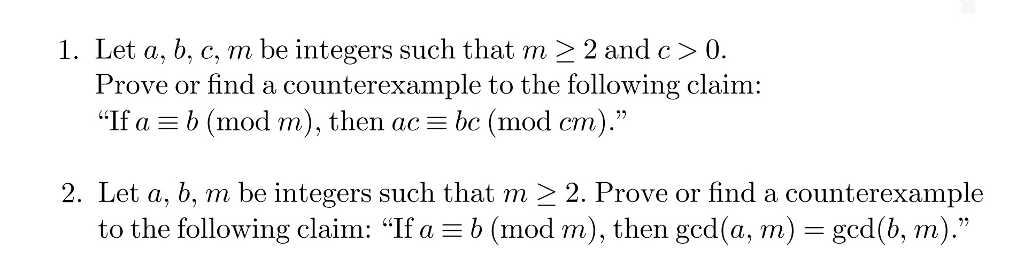 Solved Let a, b, c, m be integers such that m | Chegg.com