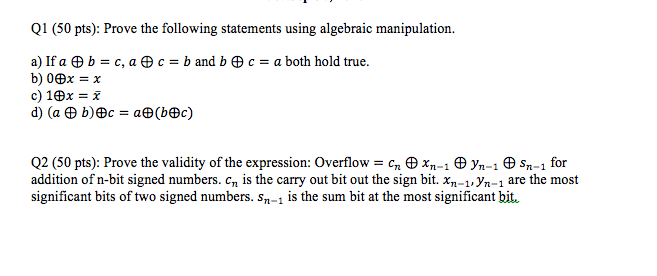 Solved Prove the following statements using algebraic | Chegg.com