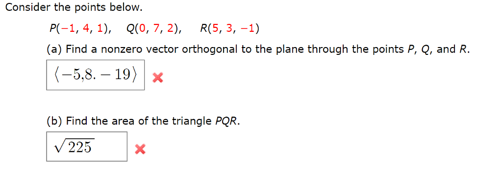 Solved (a) Find a nonzero vector orthogonal to the plane | Chegg.com
