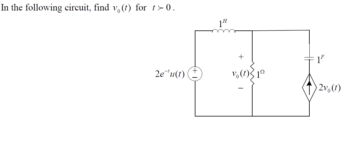 Solved In the following circuit, find v0 (t) for t >- 0. | Chegg.com