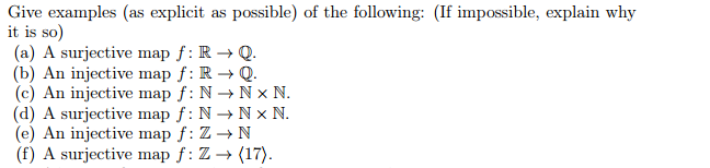 Solved Give examples (as explicit as possible) of the | Chegg.com
