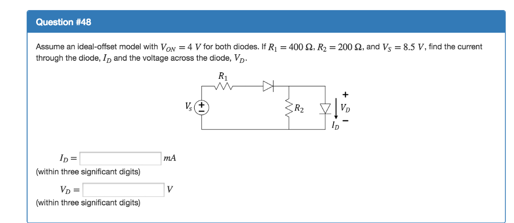 Solved Assume an ideal-offset model with V_on = 4 V for both | Chegg.com